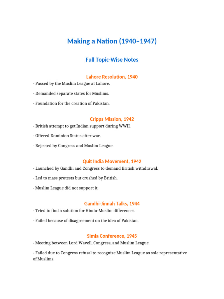 Making A Nation Chapter2 Notes | PDF | Partition Of India | All India ...