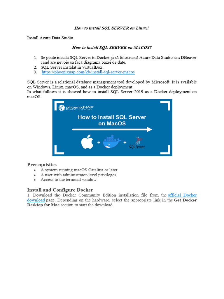 How to Install SQL Server on Macos | PDF | Microsoft Sql Server | Mac Os