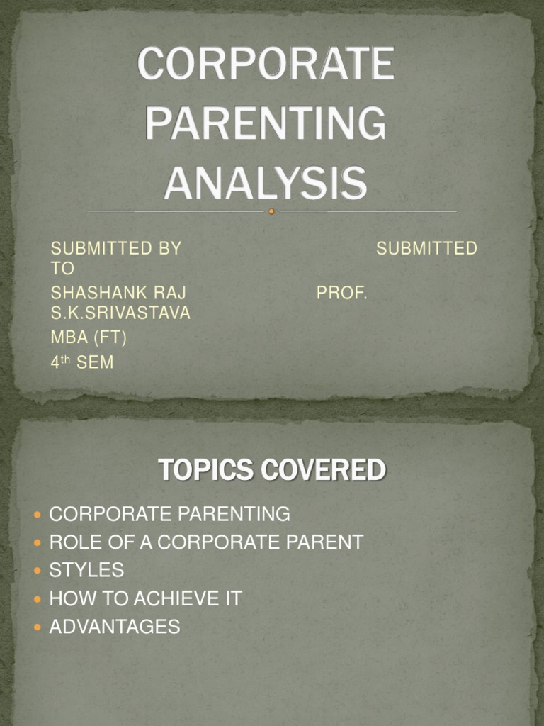 Corporate Parenting Strategies Explained | PDF | Strategic Management ...
