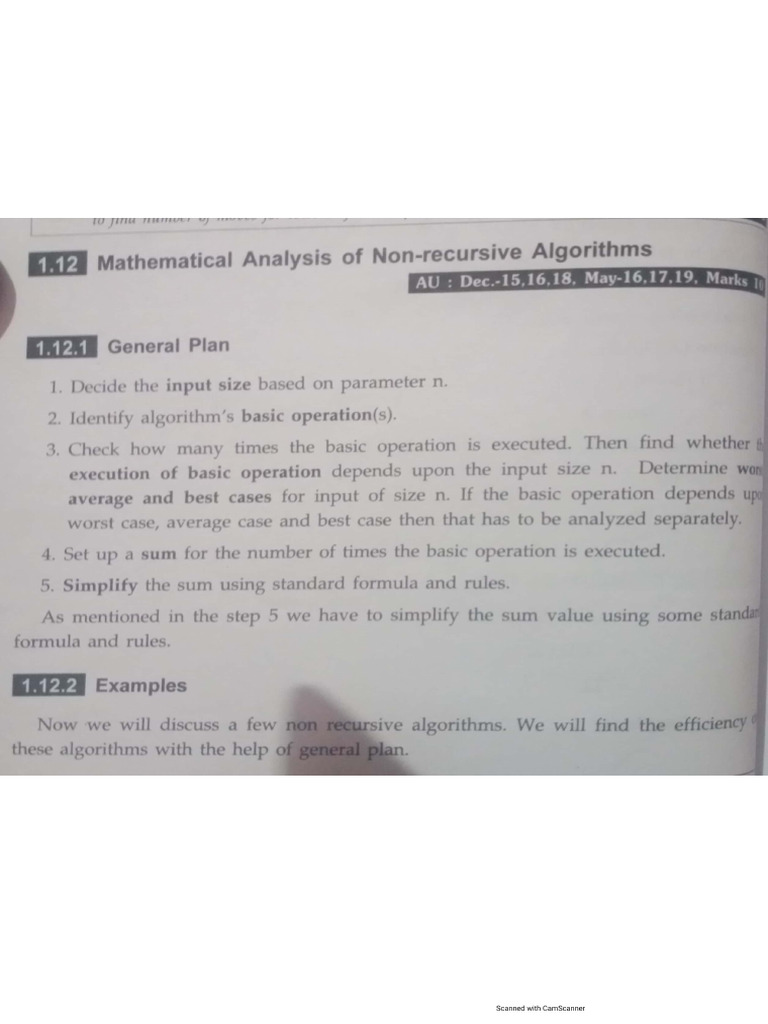Non Recursive Algm Analysis | PDF