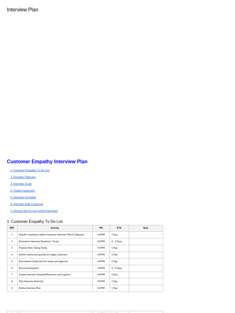 (Circle DPM) Empathy Interview Plan For Circle MRT | PDF