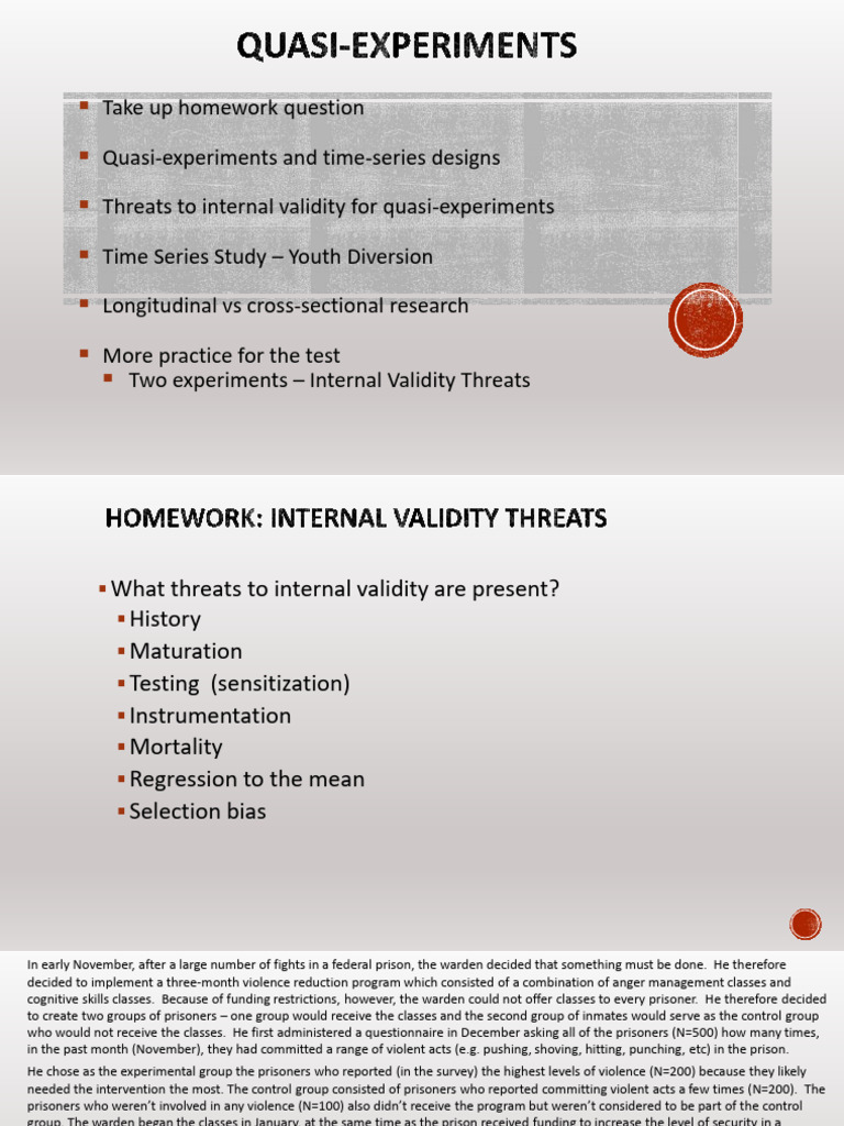 Internal Validity Threats in Quasi-Experiments | PDF | Violence ...