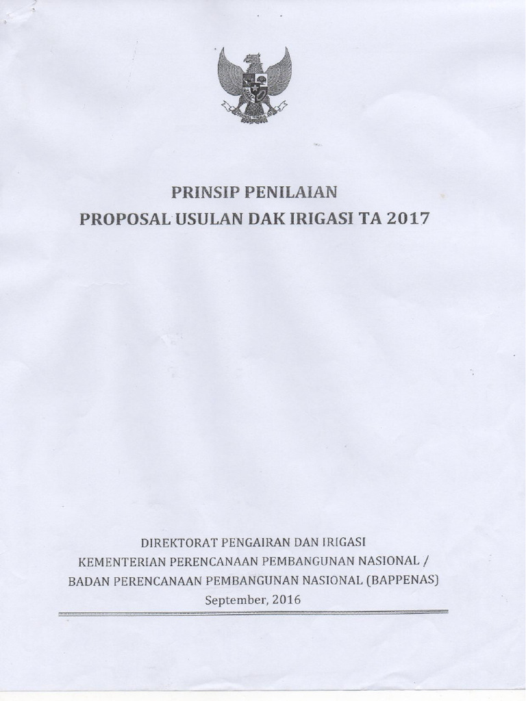Prinsip Penilaian Proposal Usulan DAK Irigasi Tahun 2017 | PDF