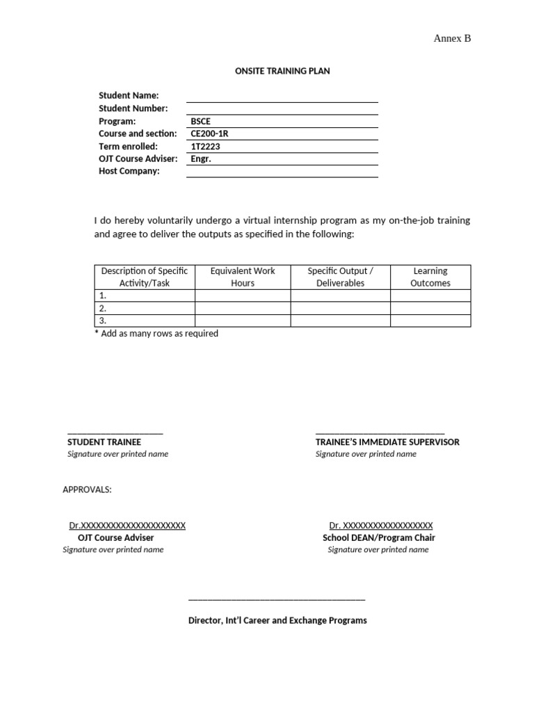 On-the-Job Training Acceptance Certificate | PDF