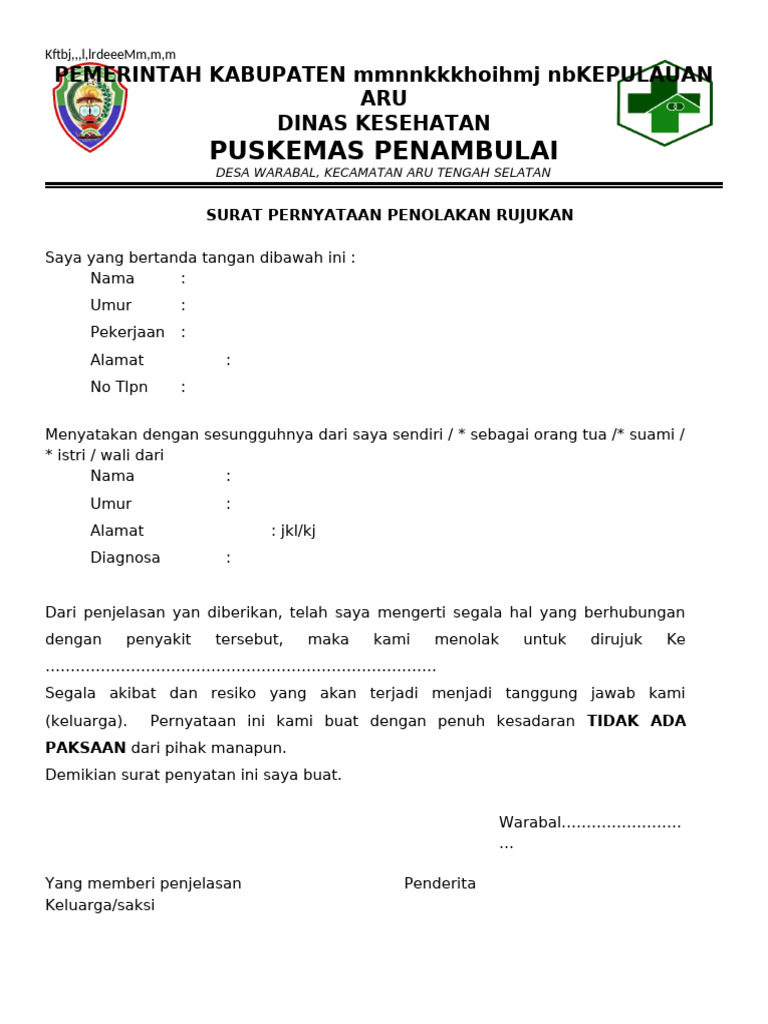 Contoh Surat Penolakan Rujukan | PDF