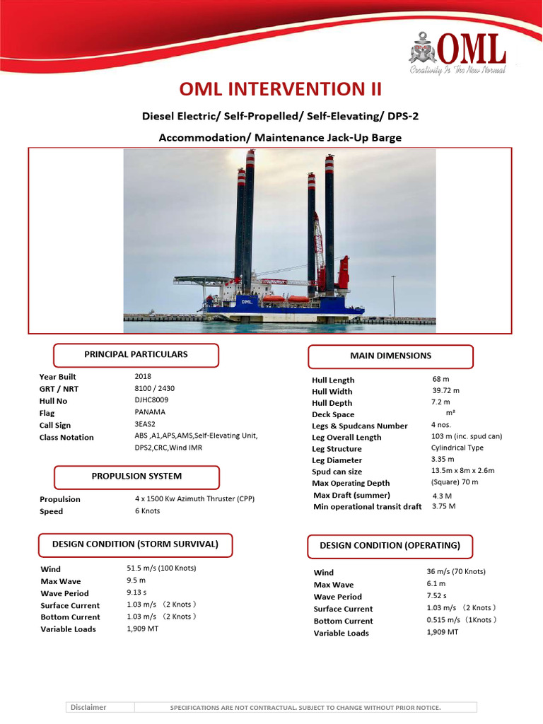 OML Intervention II Specifications Overview | PDF | Shipping | Water ...