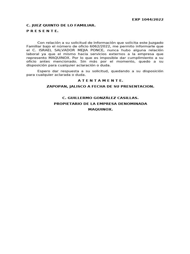 Contestacion de Empresa Al Juzgado | PDF