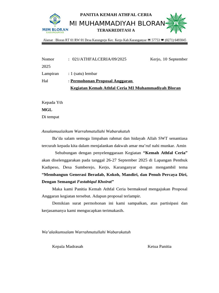 Surat Permohonan Proposal #7 | PDF