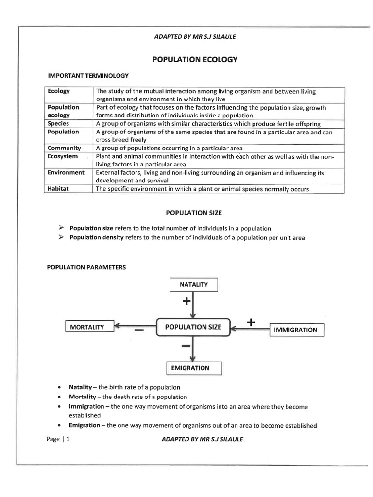 Population Ecology Notes | PDF