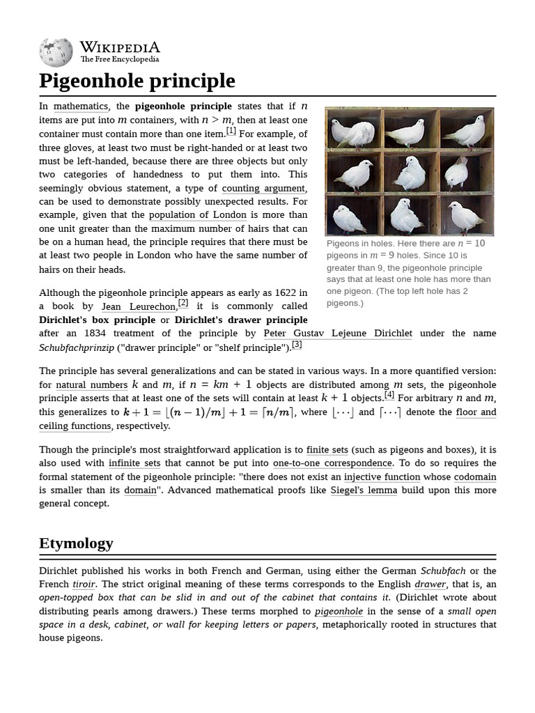 Understanding the Pigeonhole Principle | PDF | Mathematical Concepts ...