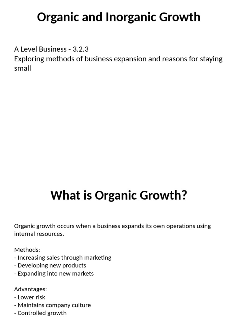 Organic vs Inorganic Growth: Pros and Cons | PDF