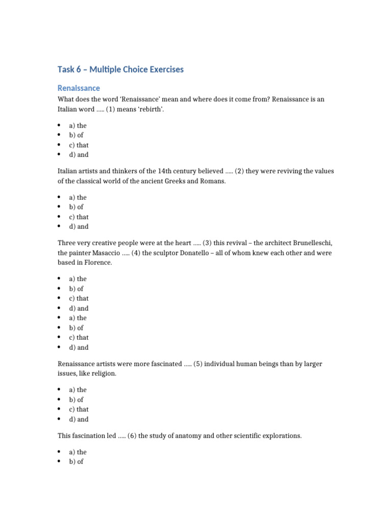 Renaissance and Cold Facts Quiz | PDF | Renaissance | Trick Or Treating