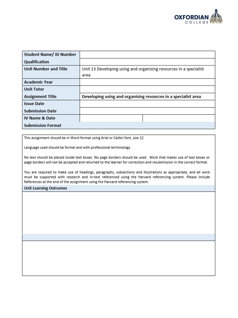 UNIT5 Optional Developing, Using and Organising Resources in A ...