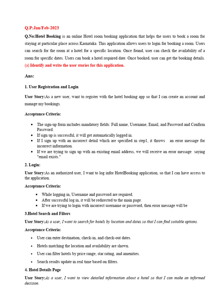 Hotel Booking App User Stories & Test Cases | PDF | Qr Code | Credit Card