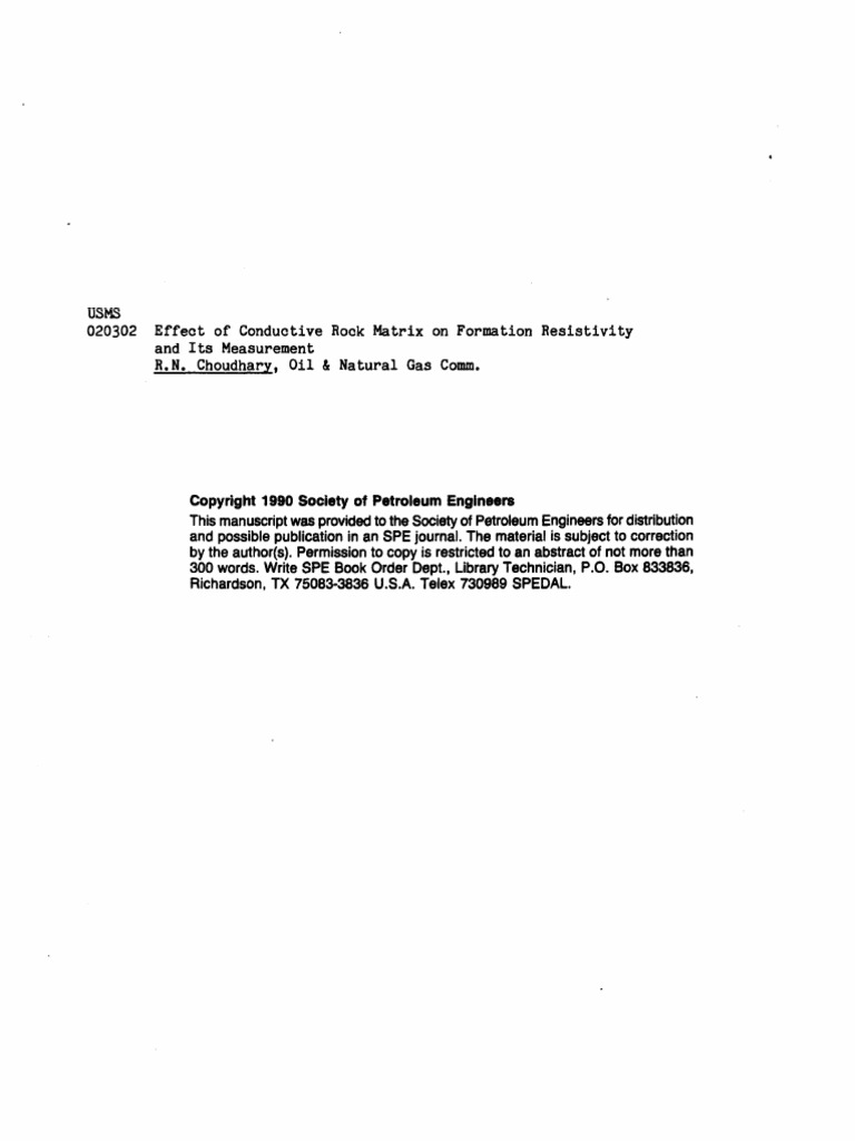 Effect of Conductive Rock Matrix on Formation Resistivity and its ...
