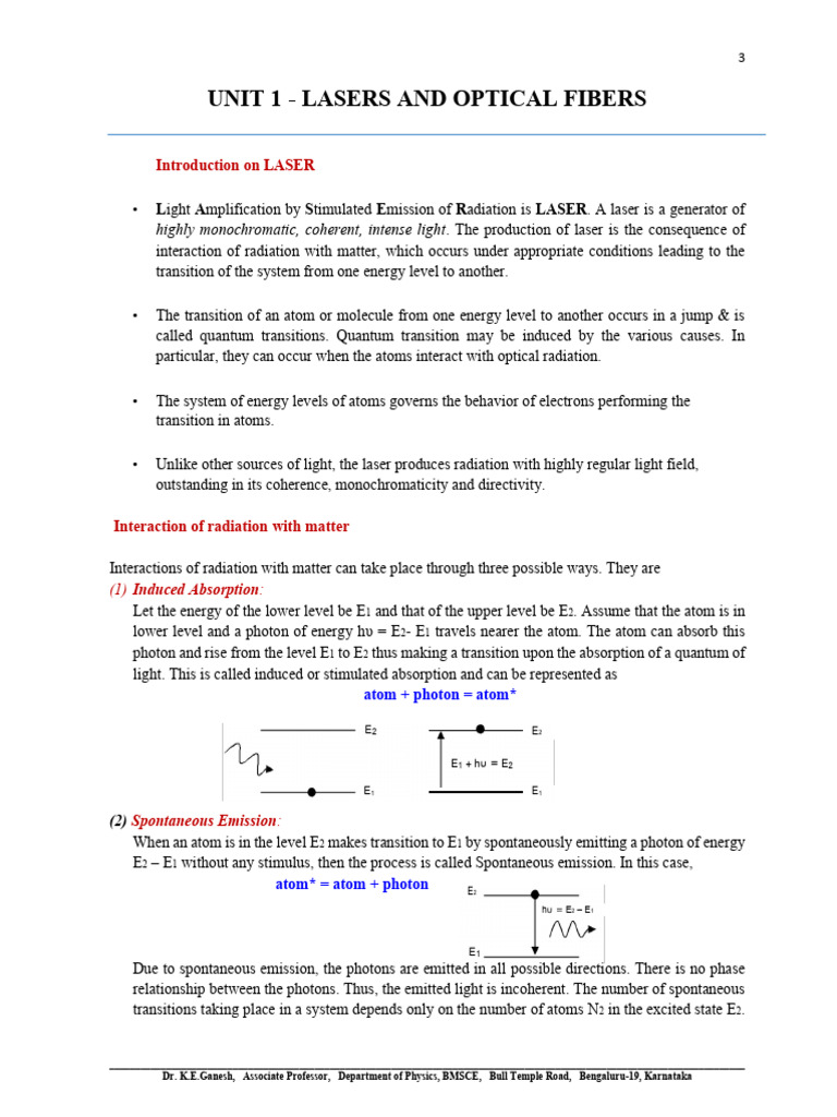 Understanding Lasers and Optical Fibers | PDF | Laser | Photon