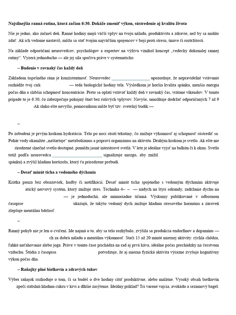 Najsilnejšia Ranná Rutina | PDF