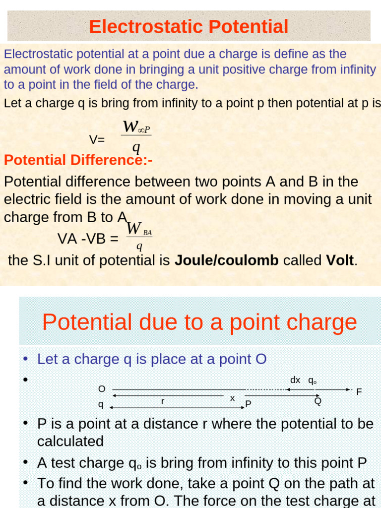 Understanding Electrostatic Potential | PDF | Potential Energy | Physics