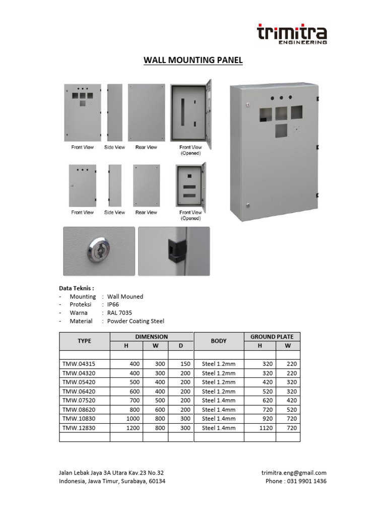 Wall Mounted Panel Specifications | PDF