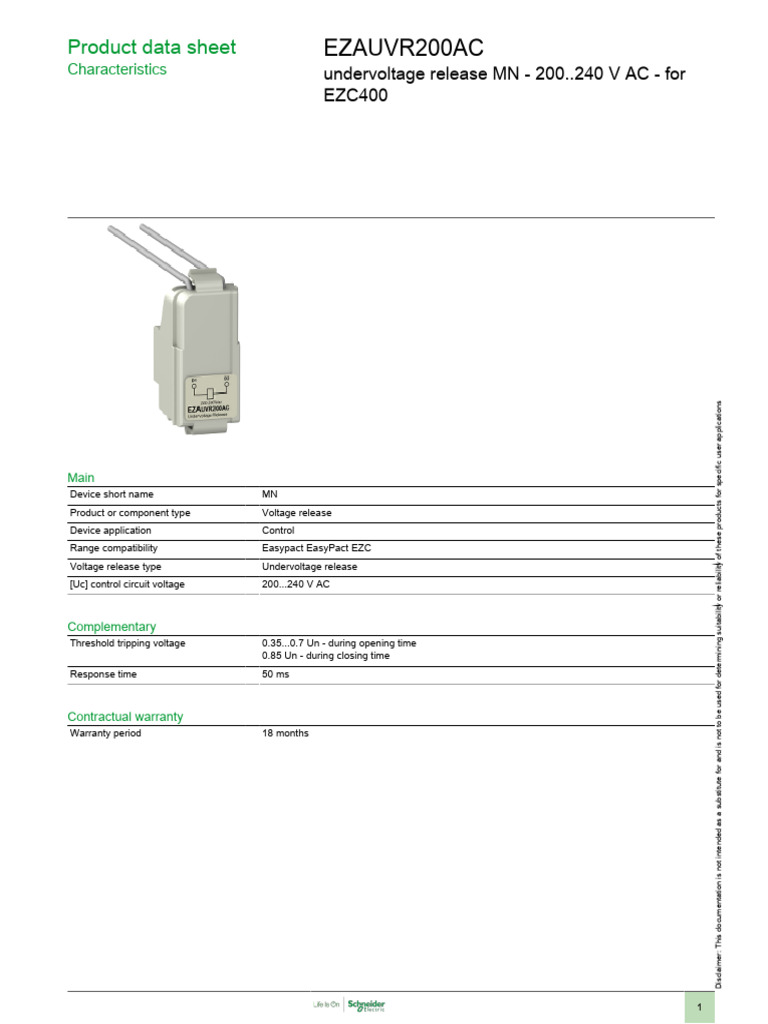 EasyPact EZC - EZAUVR200AC | PDF