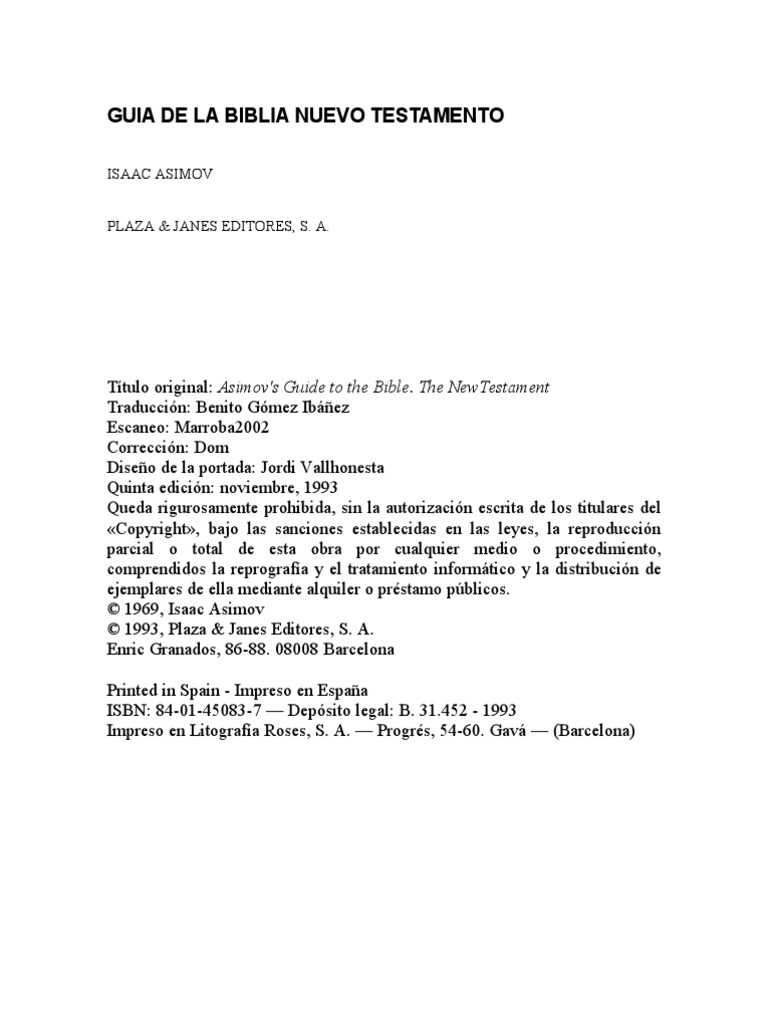 Asimov, Isaac - Guia de La Biblia. Nuevo Test Amen To | PDF | Alejandro ...