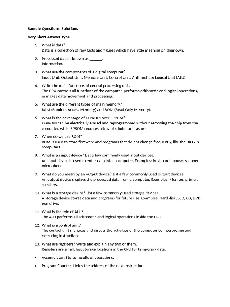 Sample Questions_chapter 3 | PDF | Computer Data Storage | Read Only Memory