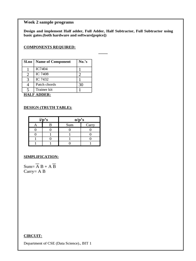 ADE-week2-Sample program | PDF | Digital Electronics | Computer Engineering