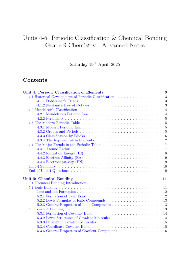 Advanced Chemistry Notebook Grade 9 Unit 4 5 | PDF | Periodic Table ...