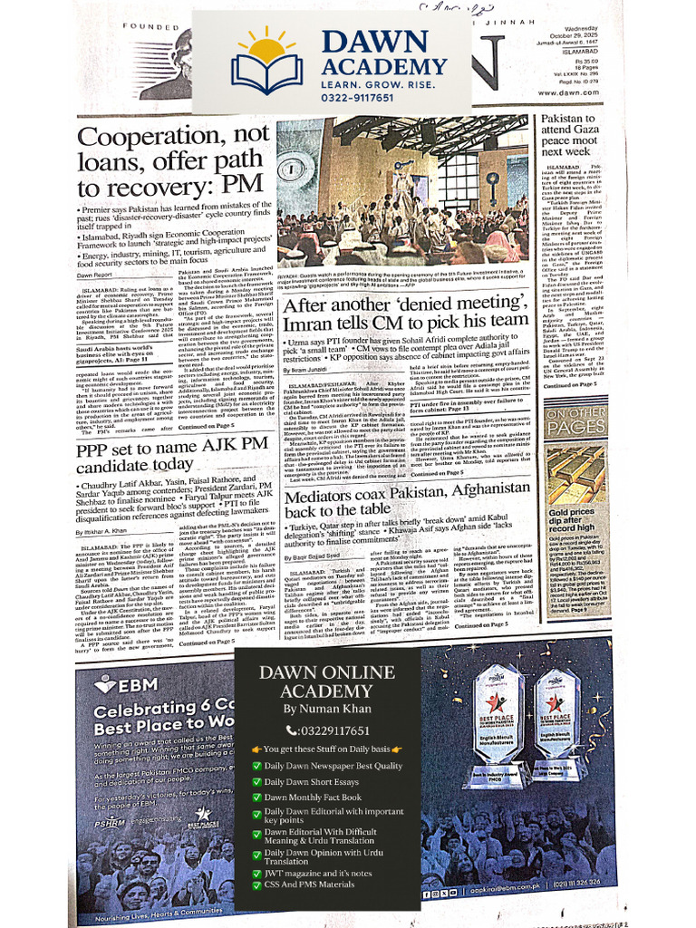 Dawn Newspaper 29 October 2025 | PDF