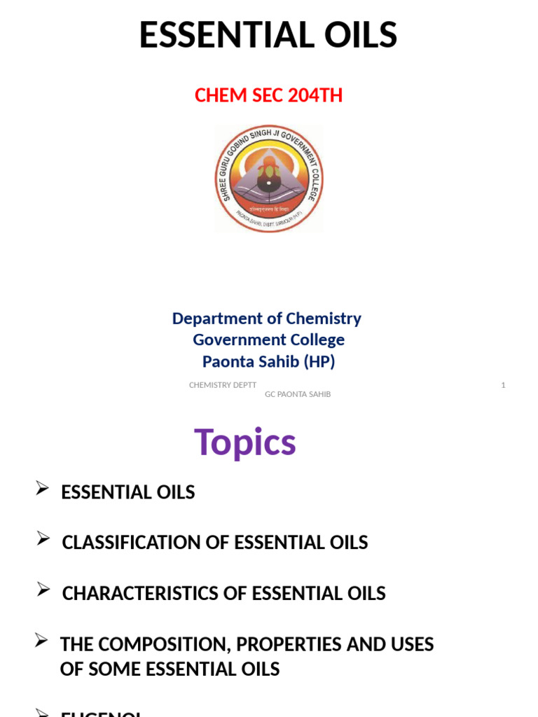 Essential Oils: Composition & Uses | PDF | Essential Oil | Ester