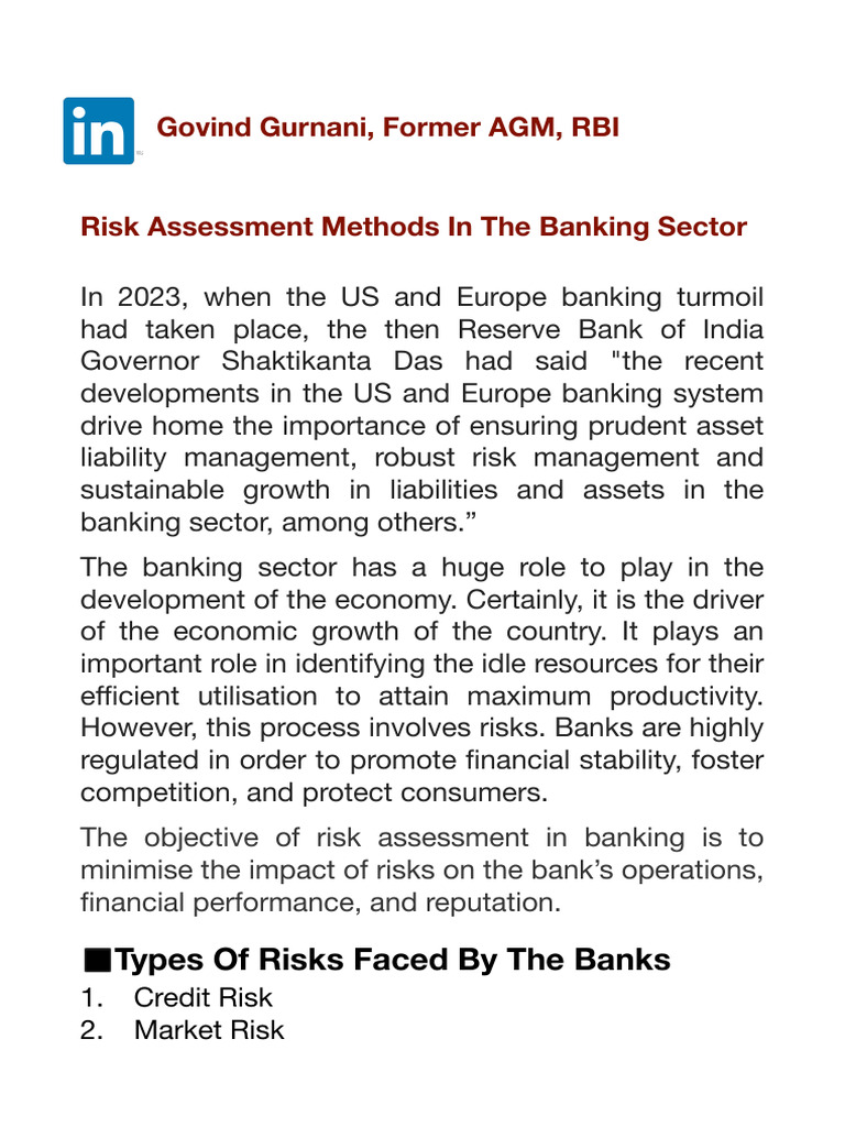 Banking Sector Risk Assessment Methods | PDF | Credit History | Finance ...