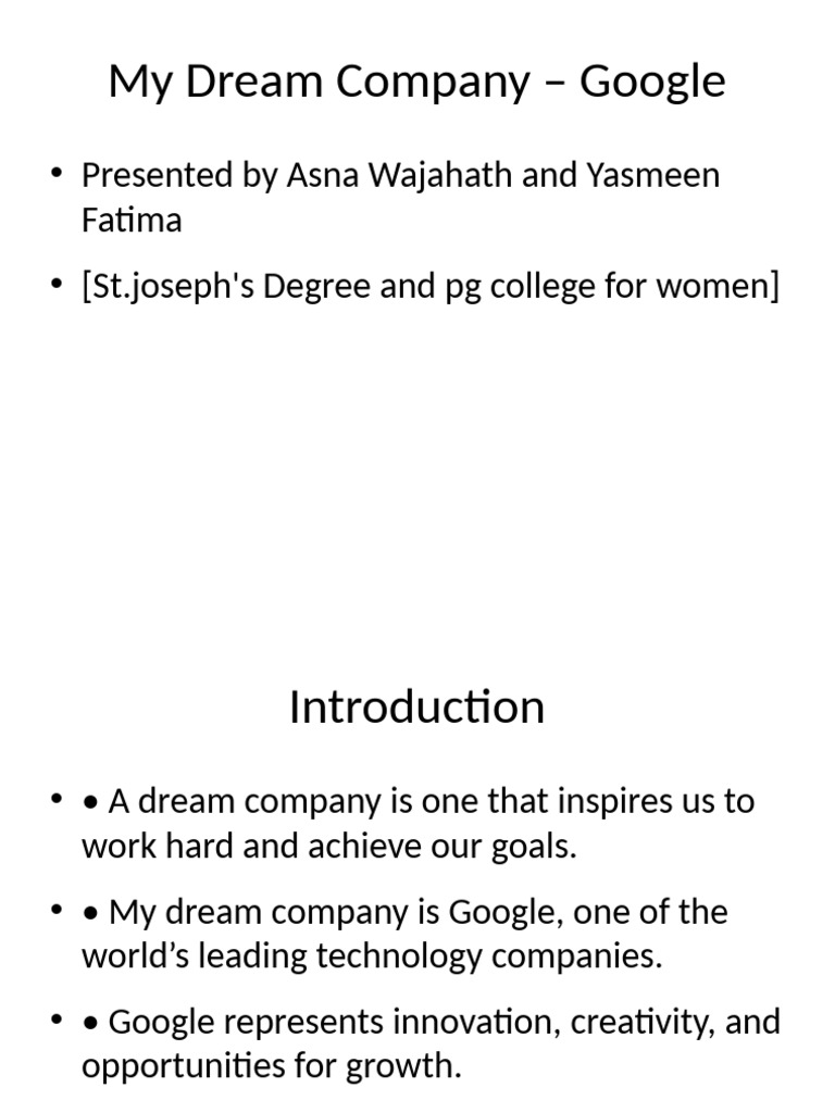 My Dream Company: Working at Google | PDF