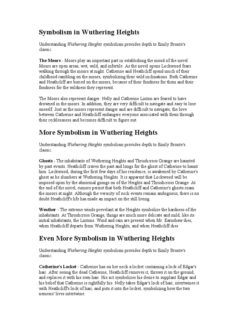 Symbolism in Wuthering Heights | PDF | Wuthering Heights | Heathcliff ...