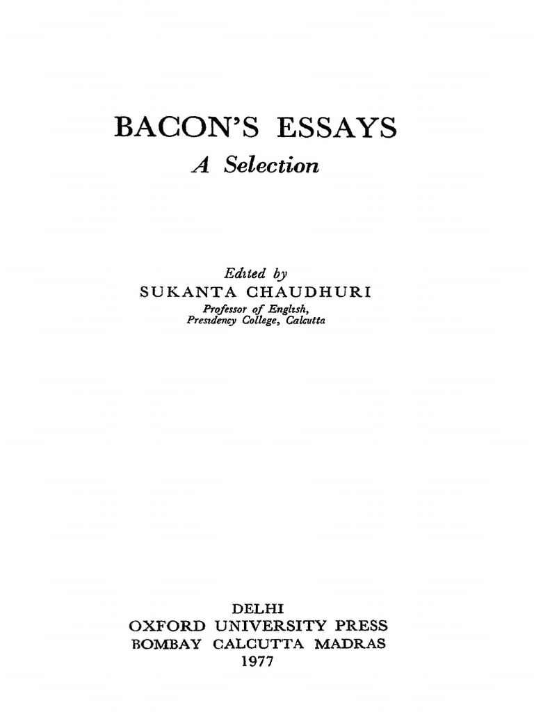 Secondary Reading on Bacon's Essays_Introduction From Sukanta Chaudhuri | PDF