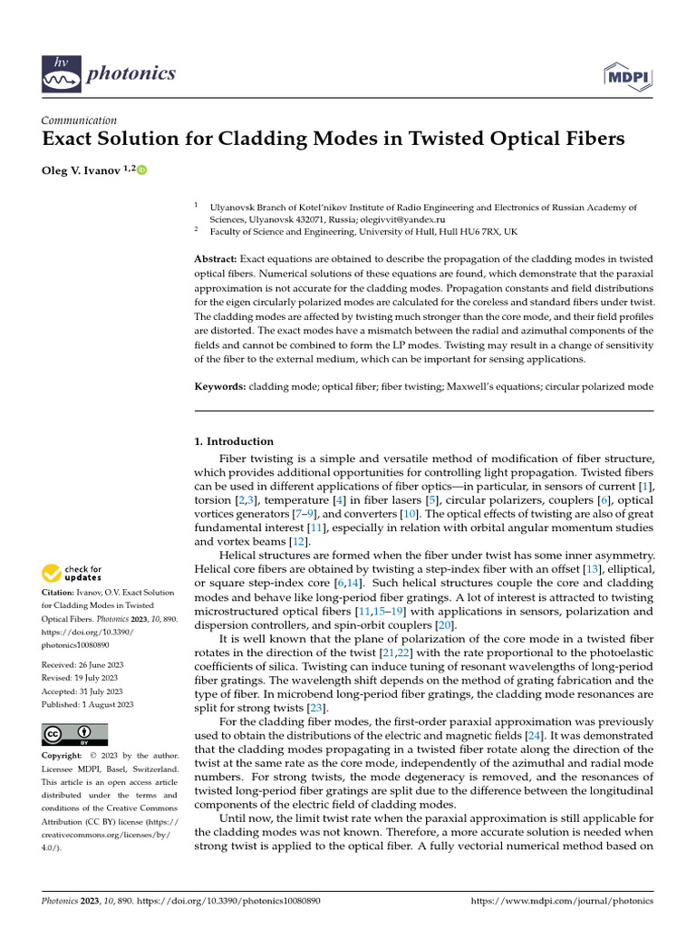 Photonics 10 00890 v2 | PDF | Optical Fiber | Polarization (Waves)