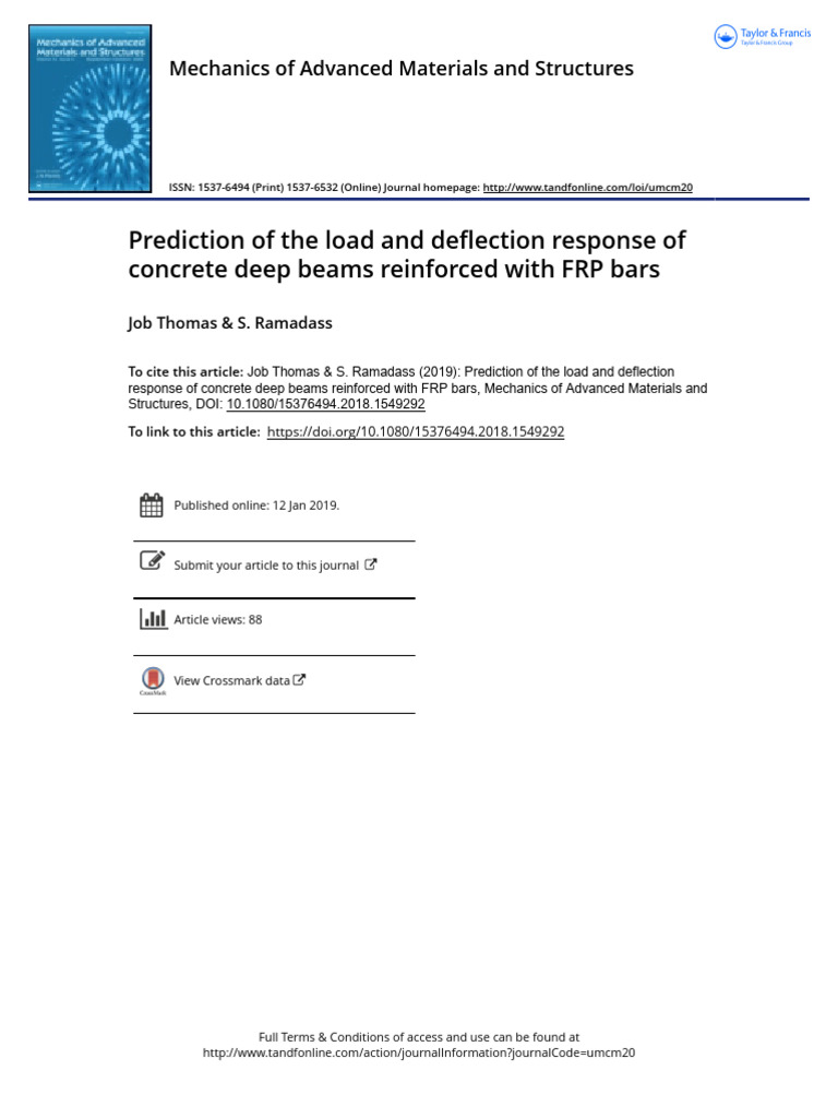 Prediction of The Load and Deflection Response of Concrete Deep Beams ...