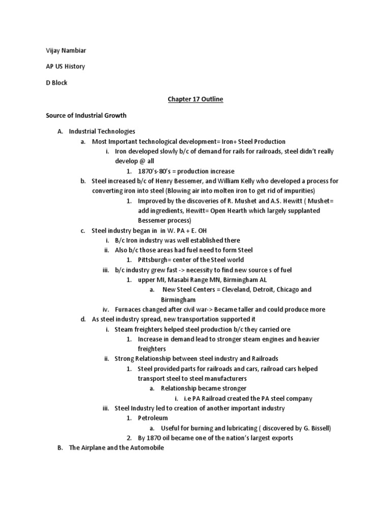 APUSH Chapter 17 Outline Done | PDF | Trade Union | Strike Action