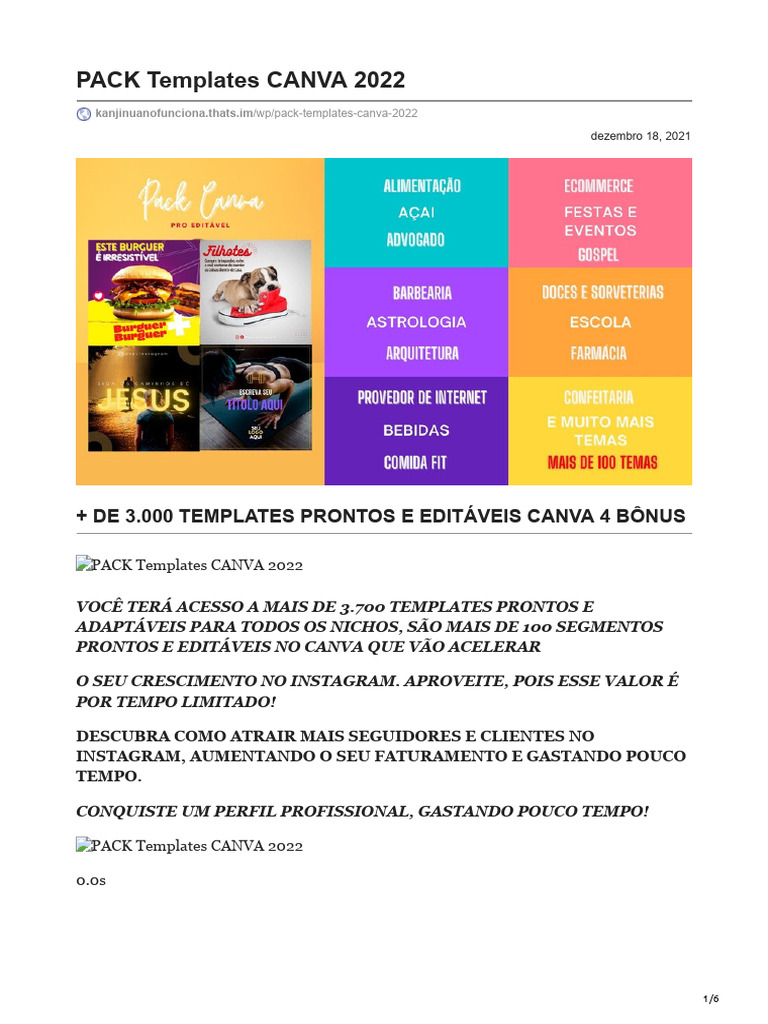 Templates Editáveis para Canva 2022 | PDF