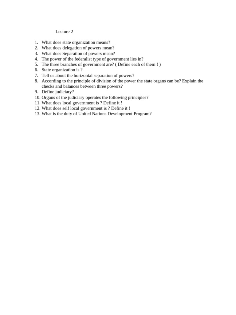 Understanding State Organization and Powers | PDF