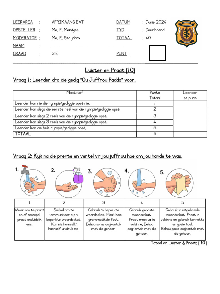Grade 3 Afrikaans FAL June 2024 | PDF