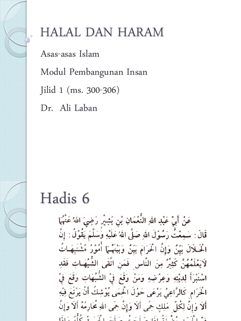 Hadis 6 - Halal Dan Haram | PDF