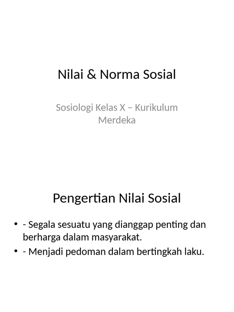 Nilai dan Norma Sosial dalam Sosiologi | PDF