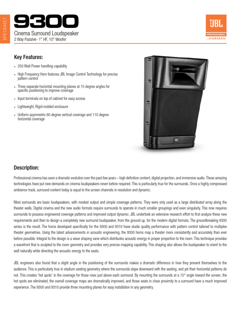 9300_SpecSheet_120915 | PDF | Loudspeaker | Sound
