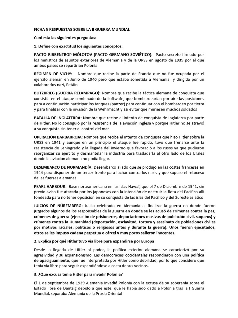 Conceptos Clave de la II Guerra Mundial | PDF | Alemania nazi | Segunda ...