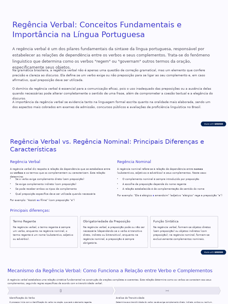 Regencia Verbal Conceitos Fundamentais e Importancia Na Lingua ...
