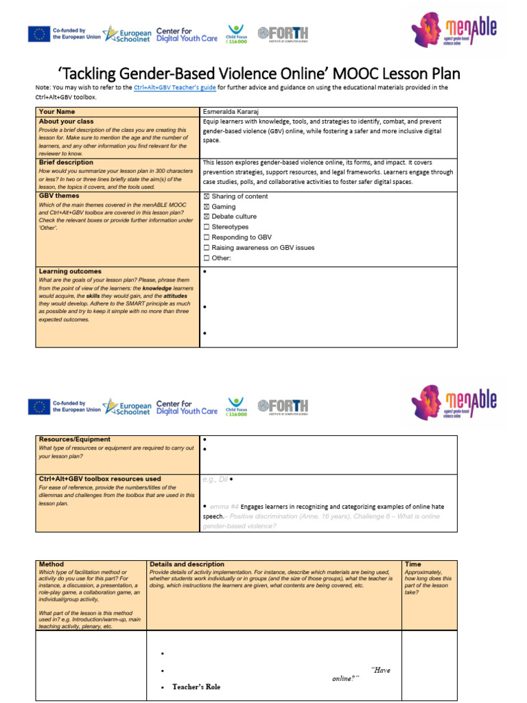 menABLE_MOOC_-_Lesson_plan_template es | PDF | Lesson Plan | Learning