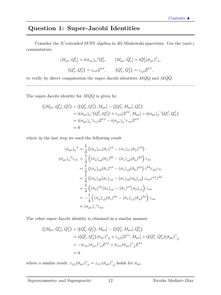Super-Jacobi Identities in SUSY Algebra | PDF | Quantum Field Theory ...