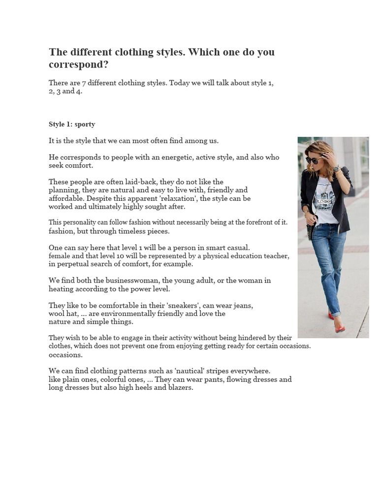 Explore 4 Key Clothing Styles | PDF | Clothing | Blouse