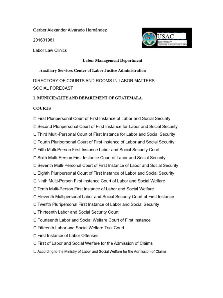 Denomination of The First Instance Labor Courts | PDF | Legal Procedure ...