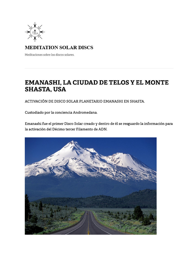 Emanashi, The City of Telos and Mount Shasta, Usa - Meditation Solar ...
